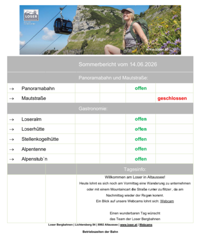 Infos vom Loser in Altaussee – ARF – Ausseer Regionalfernsehen